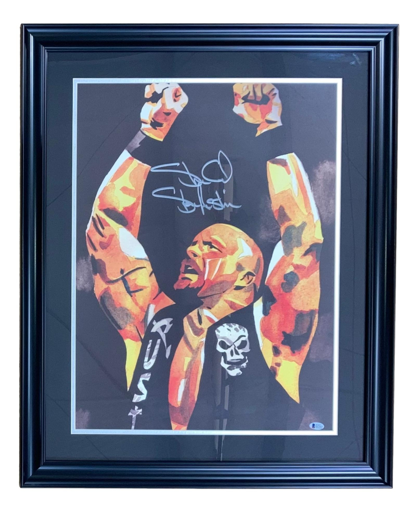 "Stone Cold" Steve Austin Signed WWE Custom Framed Lithograph (Beckett ...