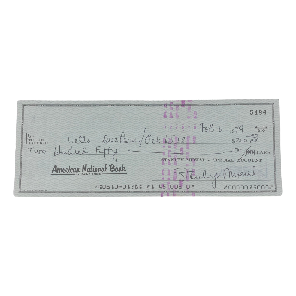 Stan Musial Signed Personal Bank Check (Beckett) | Pristine Auction