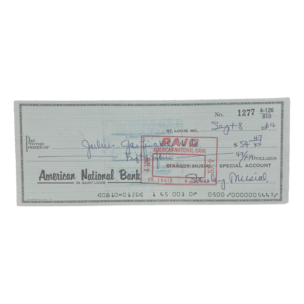 Stan Musial Signed Personal Bank Check (Beckett) | Pristine Auction