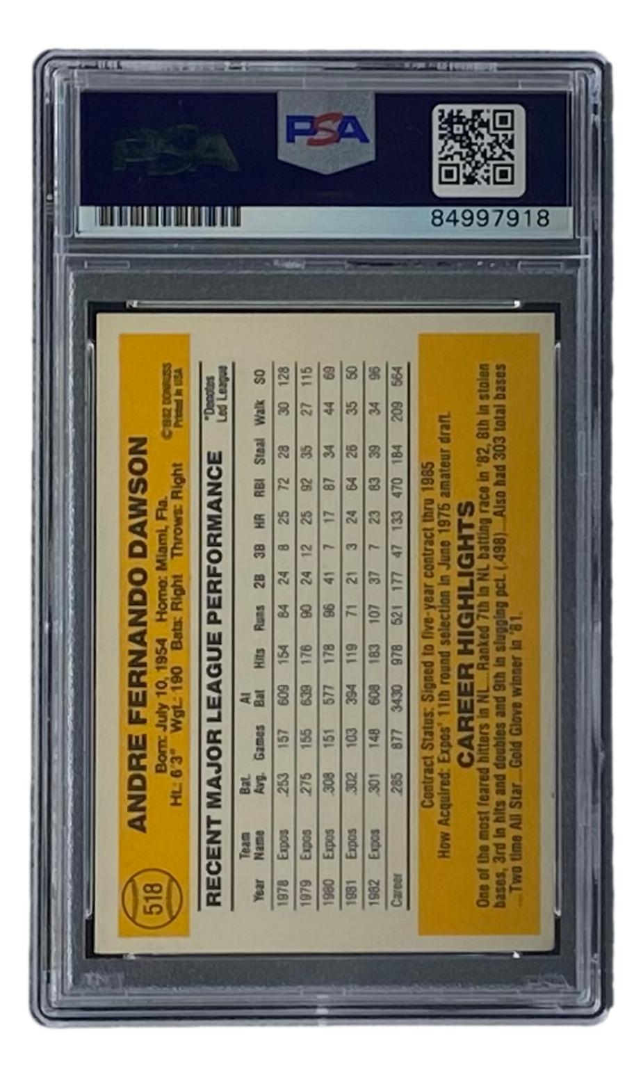 Andre Dawson Signed 1983 Donruss #518 (PSA | Autograph Graded 10 ...