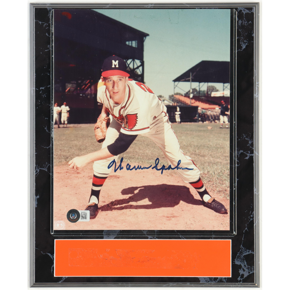 Warren Spahn Signed Custom Plaque Photo Display (Beckett) | Pristine ...