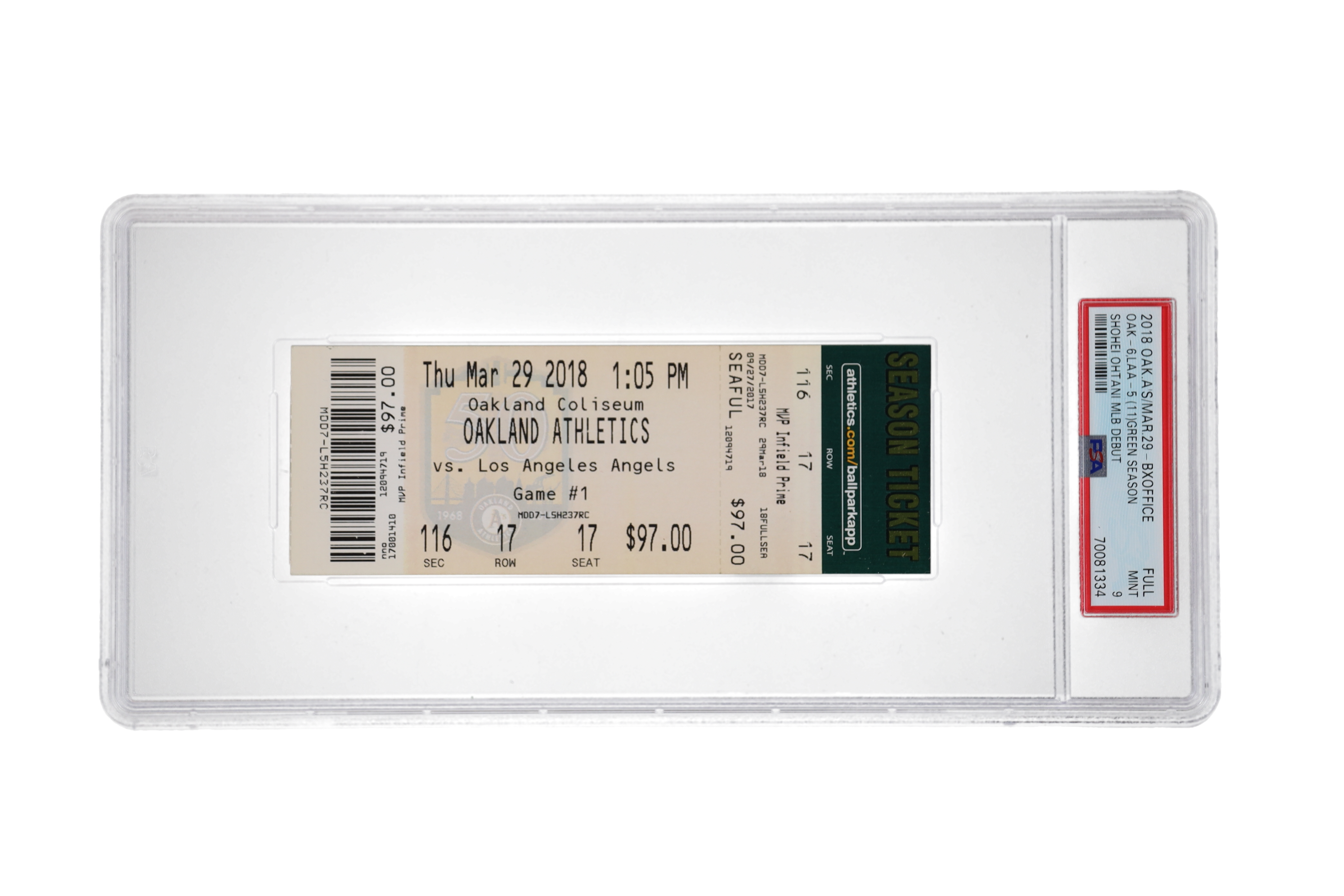 2018 Athletics vs. Angels Ticket (PSA 9) | Pristine Auction