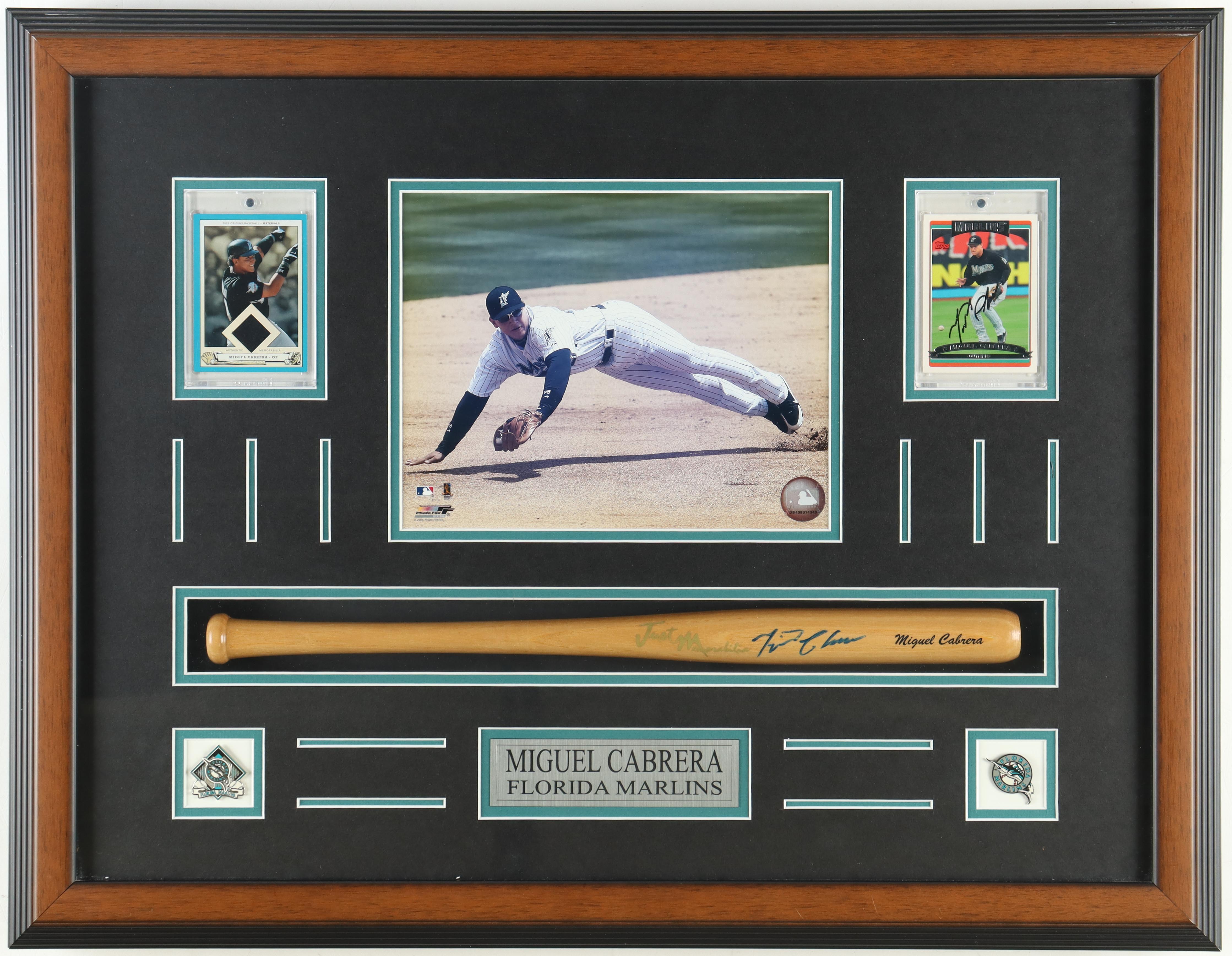 Miguel Cabrera Signed Mini Baseball Bat & Trading Card Display (JSA ...
