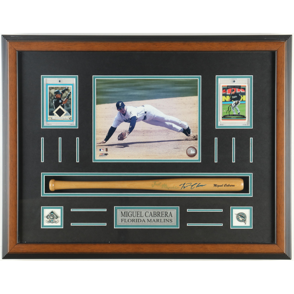 Miguel Cabrera Signed Mini Baseball Bat & Trading Card Display (JSA ...
