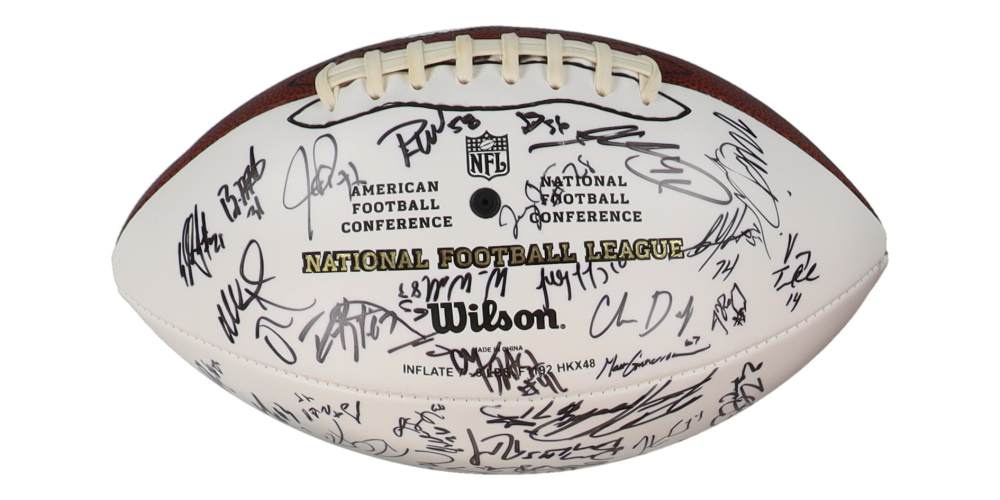 2006-07 Patriots Logo Football Signed by (52) with Randy Moss, Vinny ...