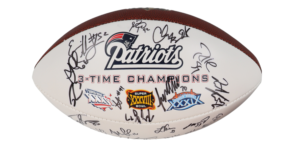 2006-07 Patriots Logo Football Signed by (52) with Randy Moss, Vinny ...