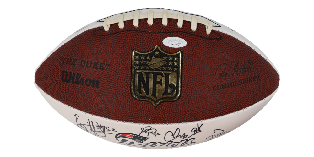2006-07 Patriots Logo Football Signed by (52) with Randy Moss, Vinny ...