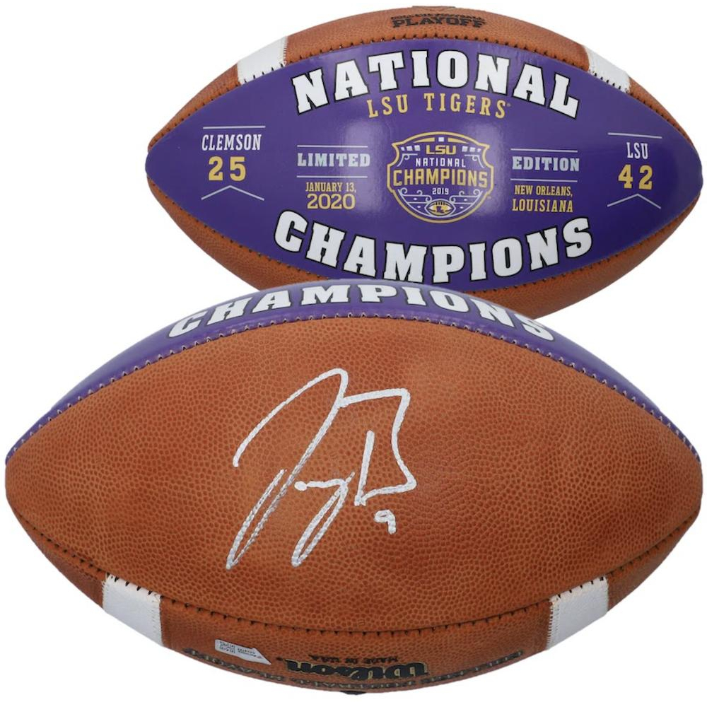 Joe Burrow Signed LSU Tigers 2019 Champs Commemorative Logo Football ...