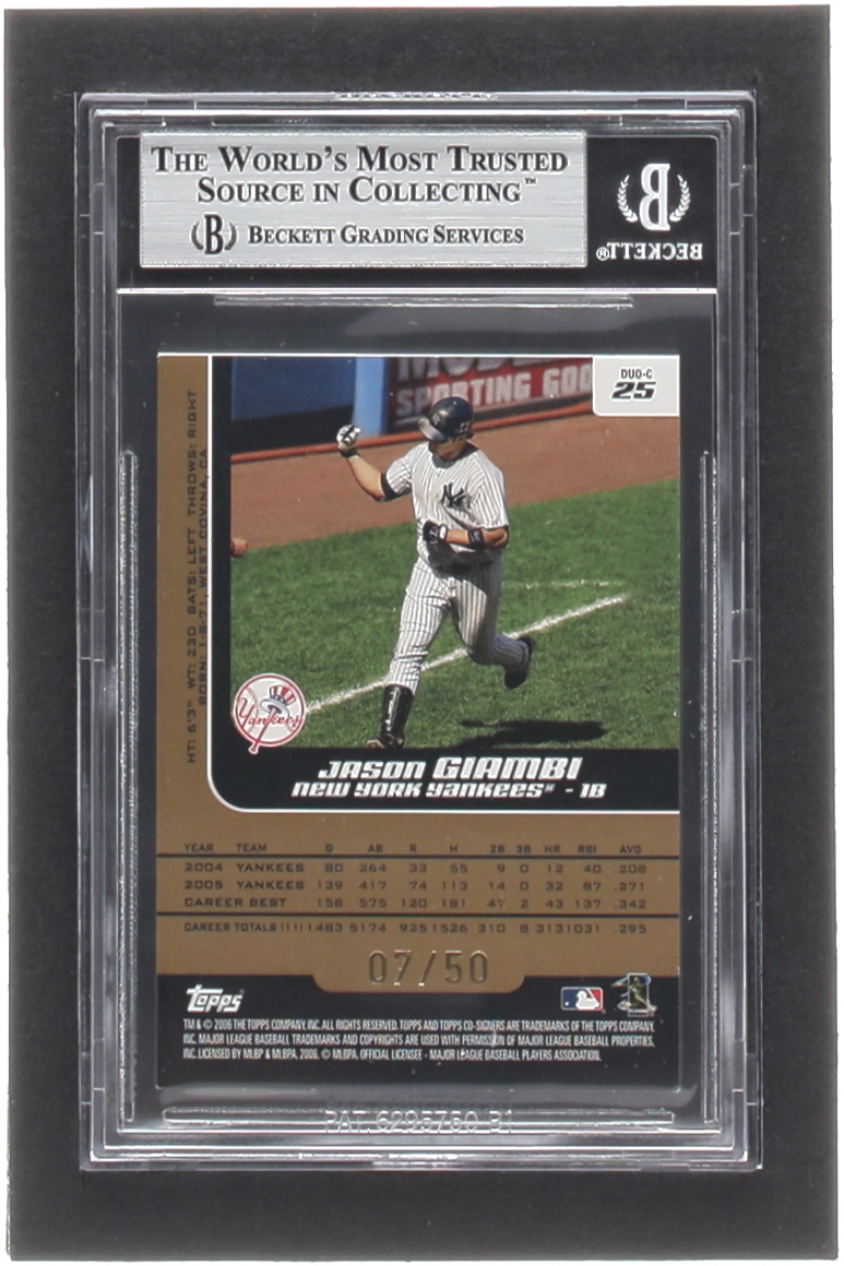 Jason Giambi / Derek Jeter 2006 Topps Co-Signers Changing Faces Silver ...