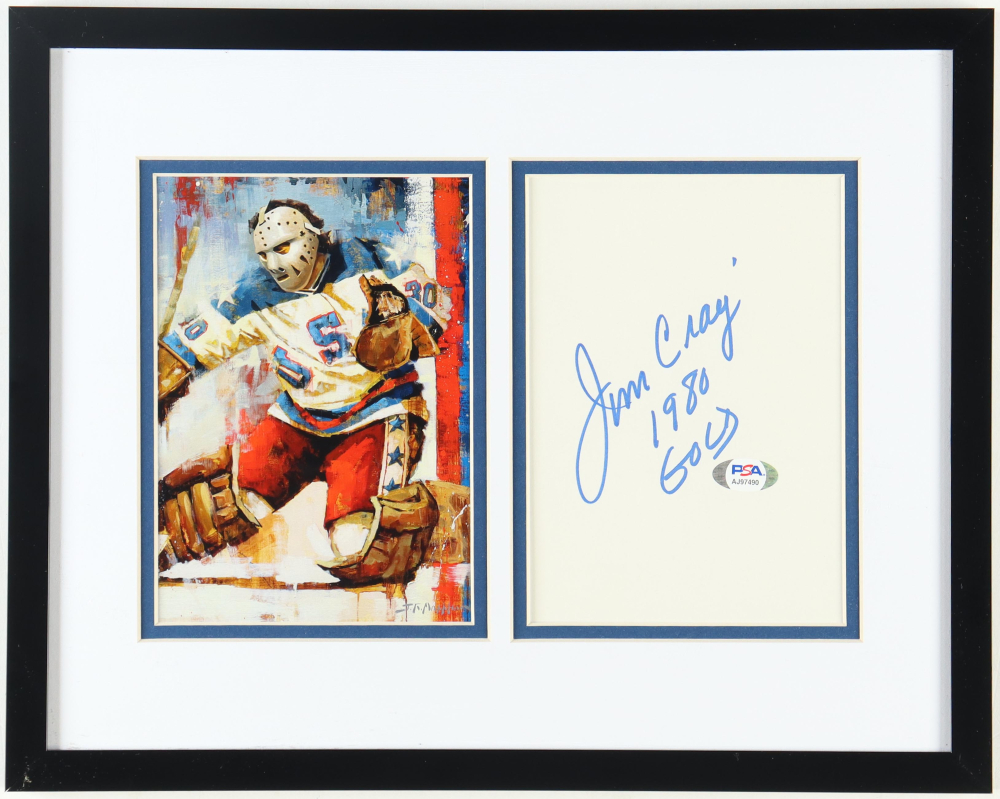 Jim Craig Signed Team USA Custom Framed Matted Cut Display Inscribed ...