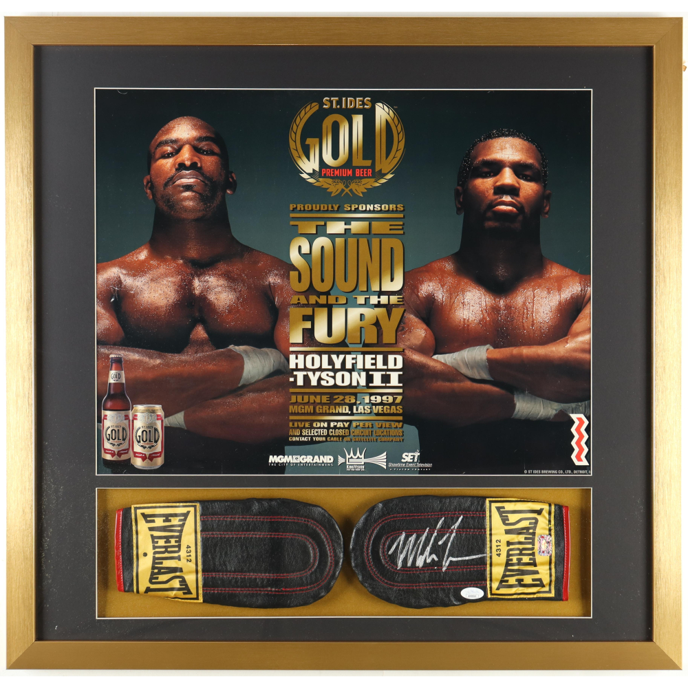 Mike Tyson Signed Custom Framed Vintage Everlast Sparring Gloves Set ...
