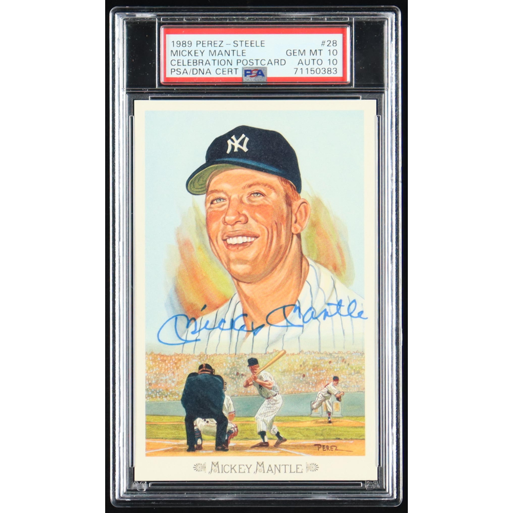 Mickey Mantle Signed 1989 Perez-Steele Celebration Postcards #28 (PSA ...