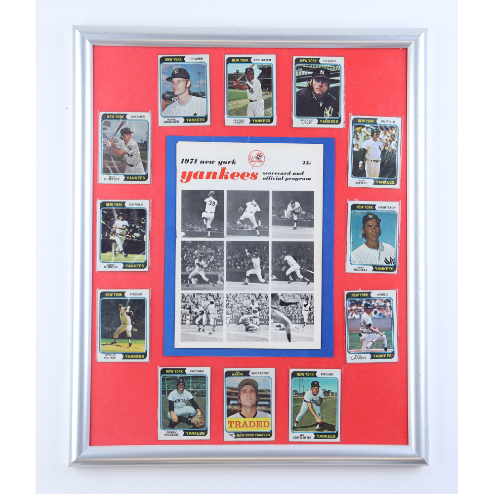 1971 Yankees Custom Framed Scorecard & Official Program Display With ...