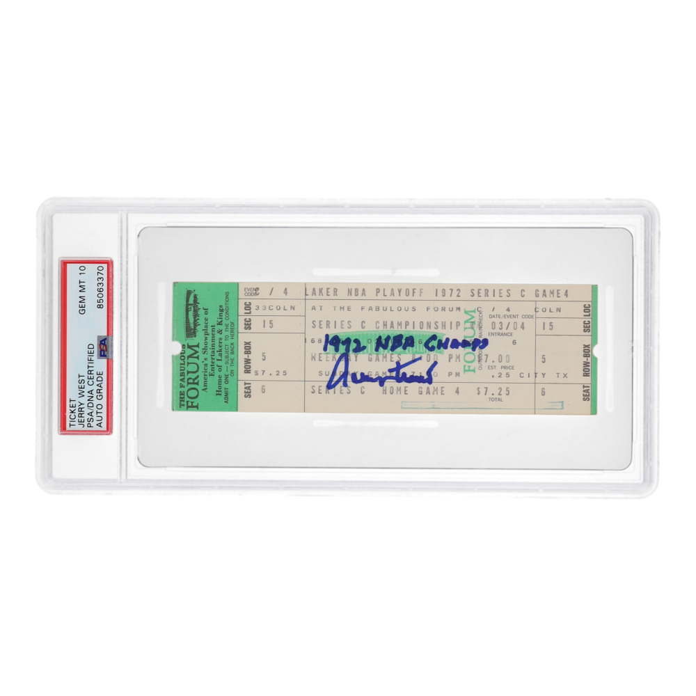 Jerry West Signed 1972 NBA Playoff Ticket Stub Inscribed "1972 NBA ...