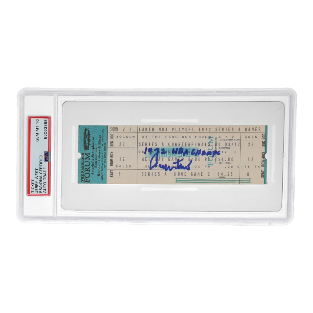 Jerry West Signed 1972 NBA Playoff Ticket Stub Inscribed "1972 NBA ...