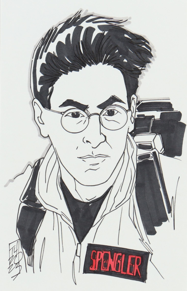 Tom Hodges Signed "Dr. Egon Spengler" 5x8 Hand Drawn Sketch (PA ...