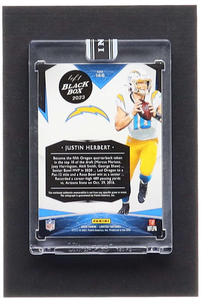 Justin Herbert 2020 Limited #145 JSY AU RC / 2023 Black Box #1/1 ...