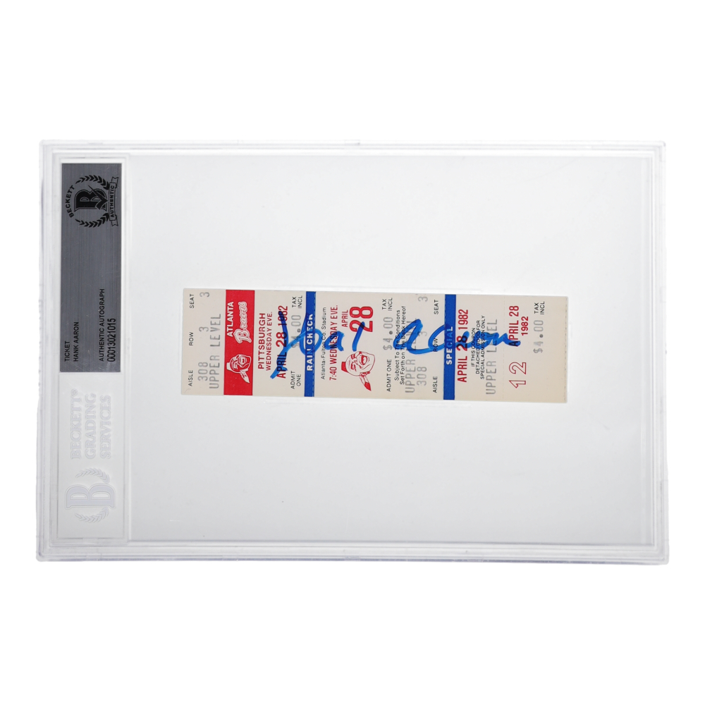 Hank Aaron Signed 1982 Braves Ticket (BGS) | Pristine Auction