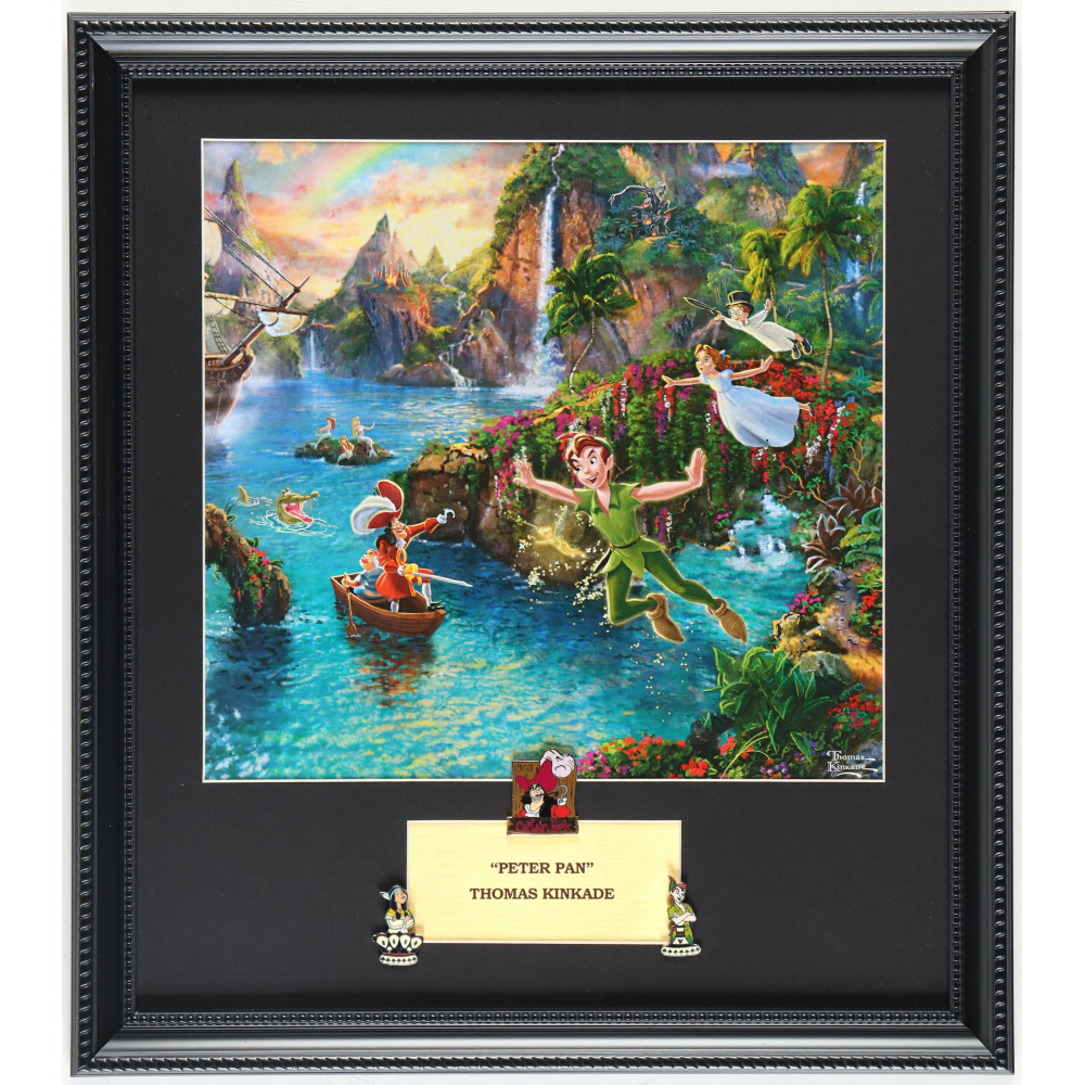 Thomas Kinkade "Peter Pan" Custom Framed Print Display With (3) Disney ...