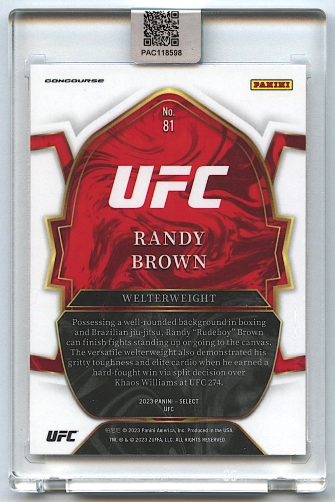 Randy Brown Signed 2023 Select UFC #81 RC (PA Encapsulated) | Pristine ...