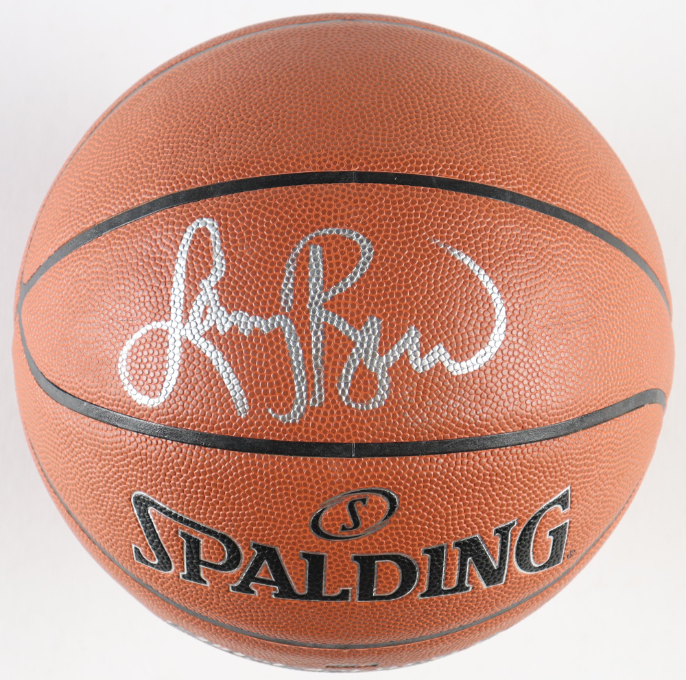 Larry Bird Signed Spalding Basketball With Cherry Wood Display Stand (Beckett) | Pristine Auction