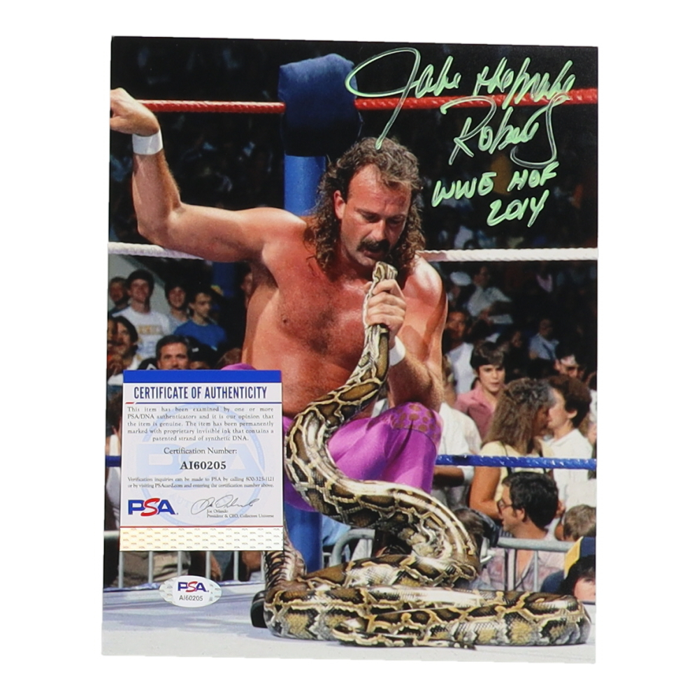Jake "The Snake" Roberts Signed WWE 8x10 Photo Inscribed "WWE HOF 2014 ...