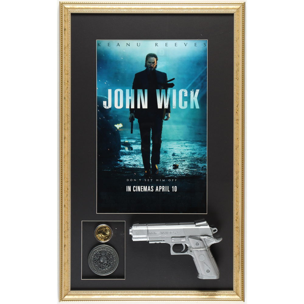 "John Wick" Custom Framed Movie Poster Display with Prop Replica Pistol ...