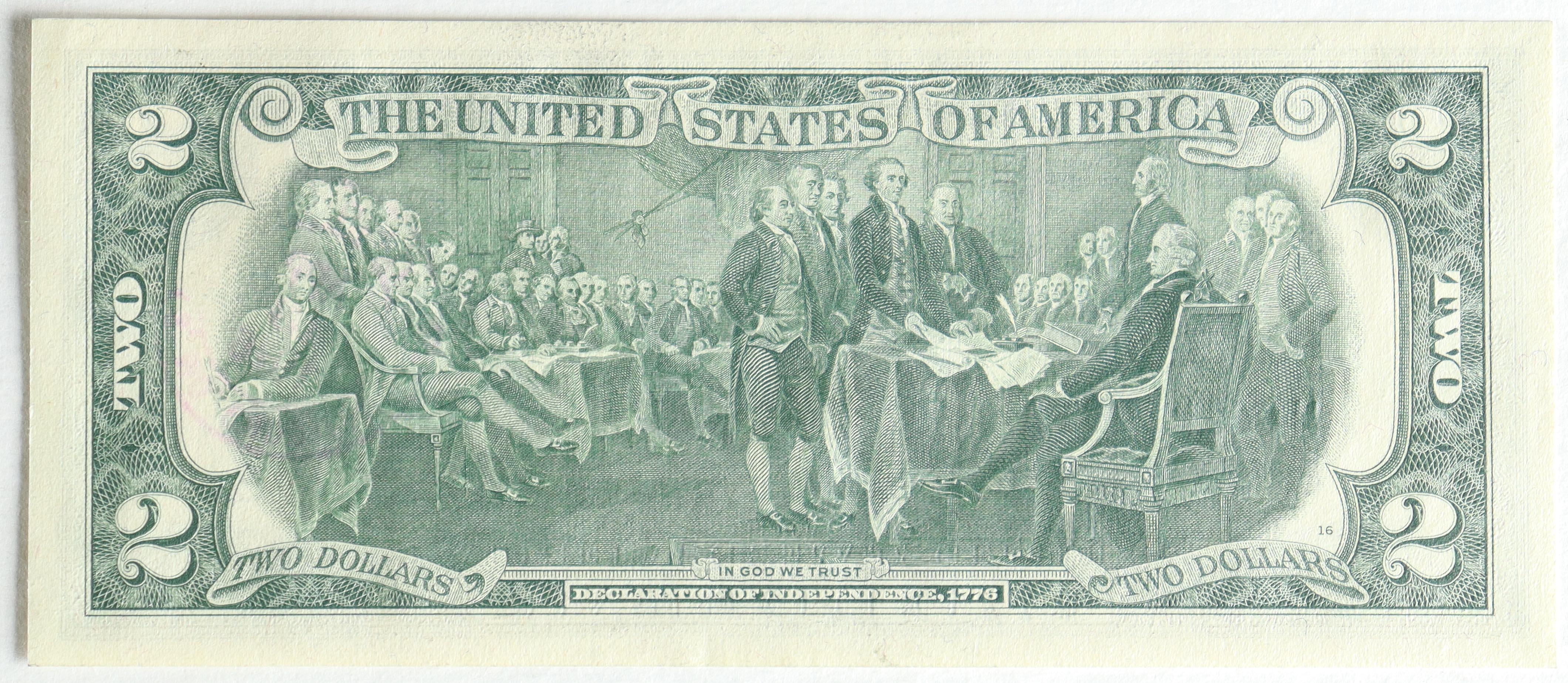 1976 U.S. $2 Two Dollars First Day Issue Legal Tender Note With Stamp ...