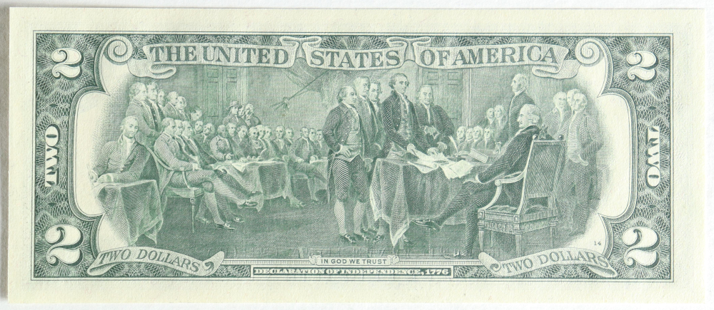 1976 U.S. $2 Two Dollars 200th Anniversary Issue Legal Tender Note With ...