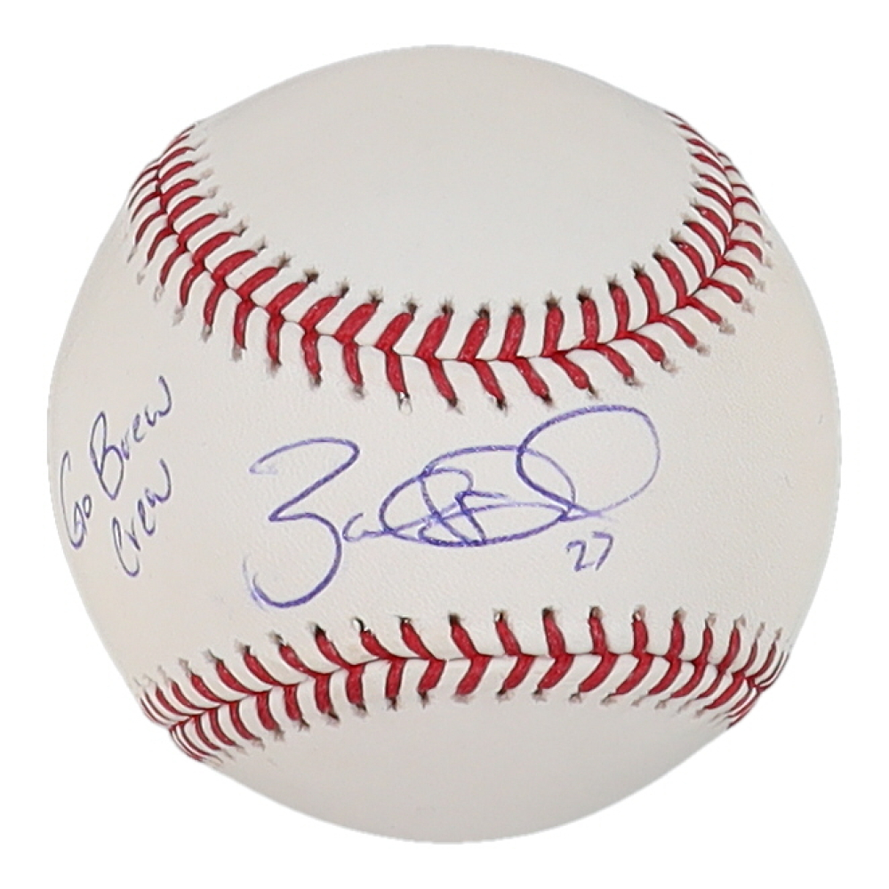 Zach Davies Signed OML Baseball Inscribed "Go Brew Crew" (PSA ...