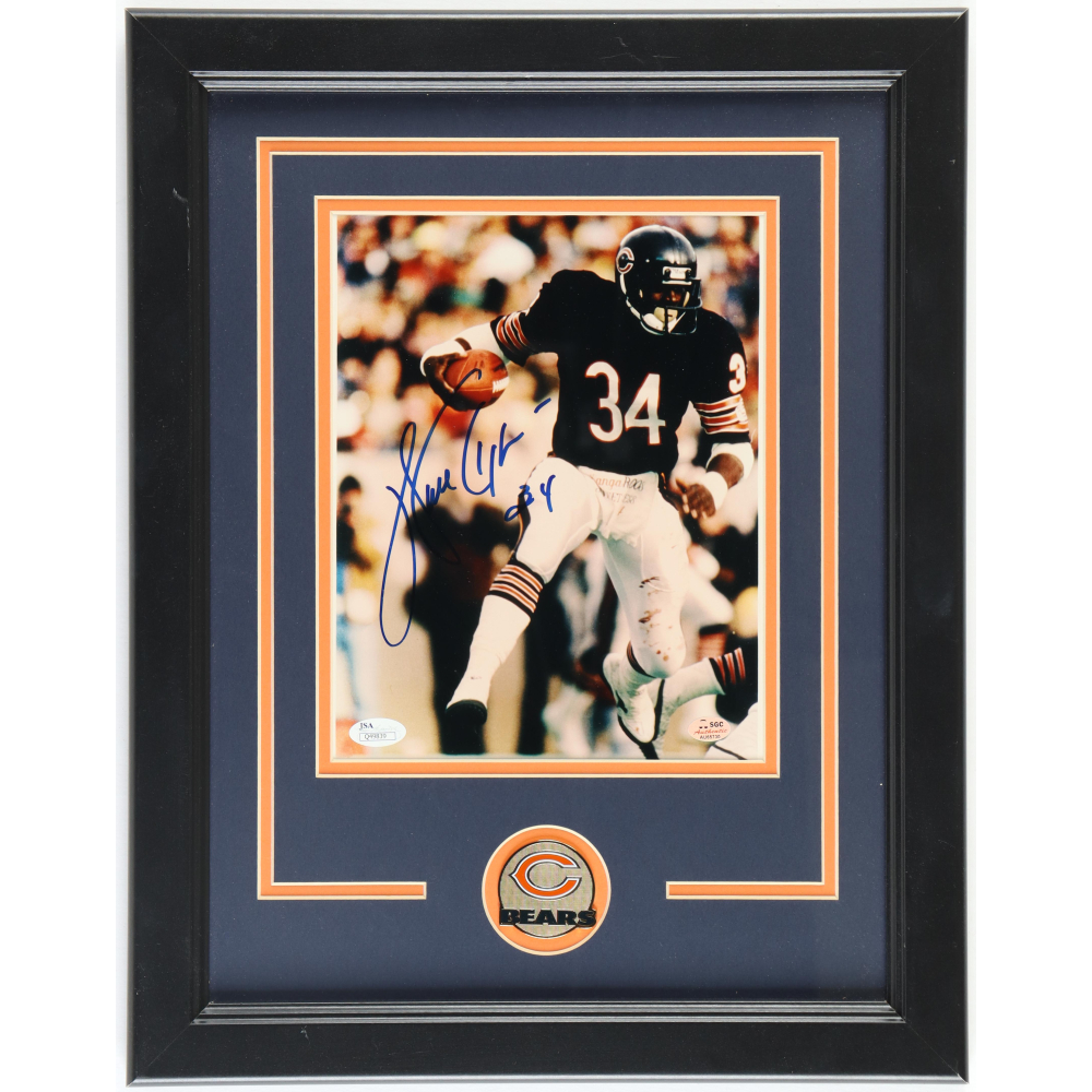 Walter Payton Signed Bears Custom Framed Photo Display With Bears ...