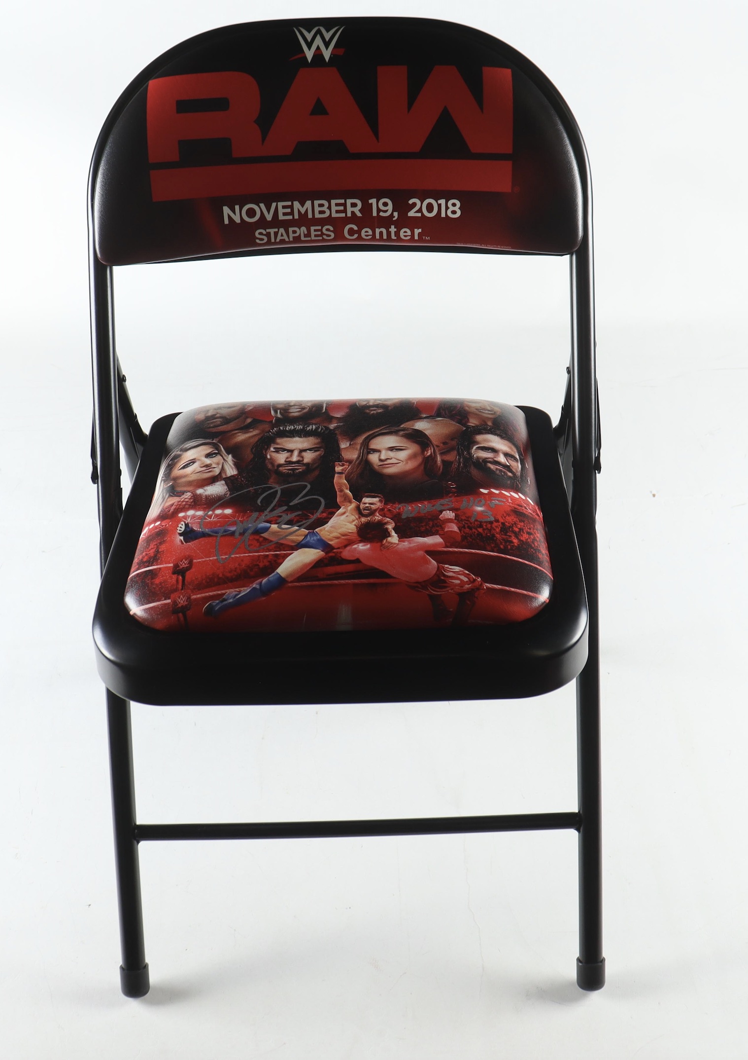 Mick Foley Signed WWE "Monday Night Raw" Full-Size Metal Folding Chair ...