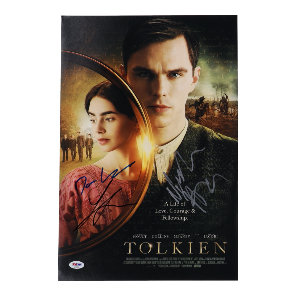 Nicholas Hoult, Lily Collins & Dome Karukoski Signed "Tolkien" 12x18 ...