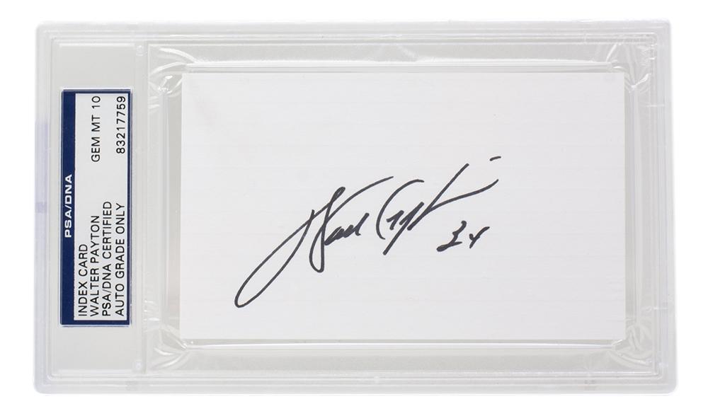 Walter Payton Signed Index Card (PSA | Autograph Graded 10) | Pristine ...