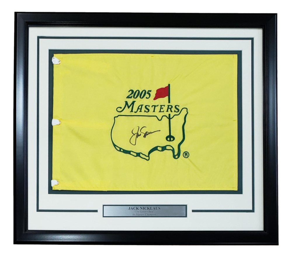Jack Nicklaus Signed 22x27 Custom Framed Masters Golf Flag (Beckett ...