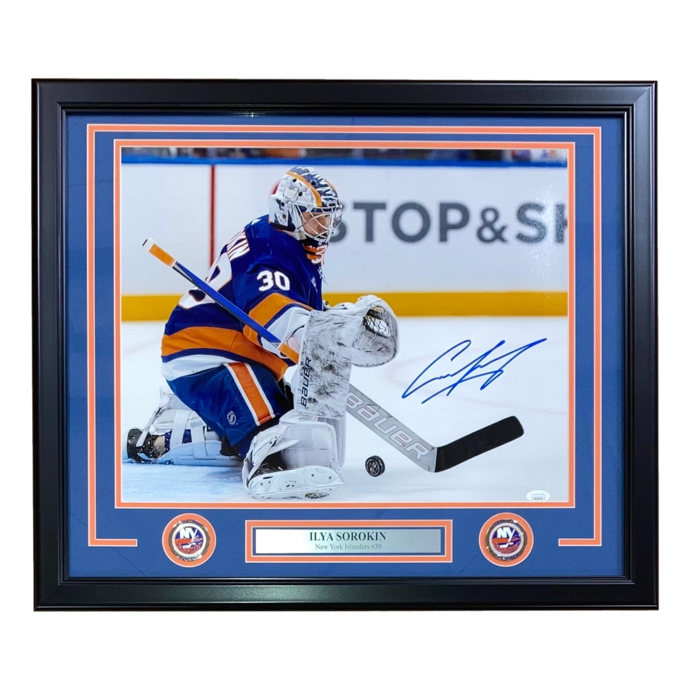Ilya Sorokin Signed Islanders 22x27 Custom Framed Photo (JSA) | Pristine Auction