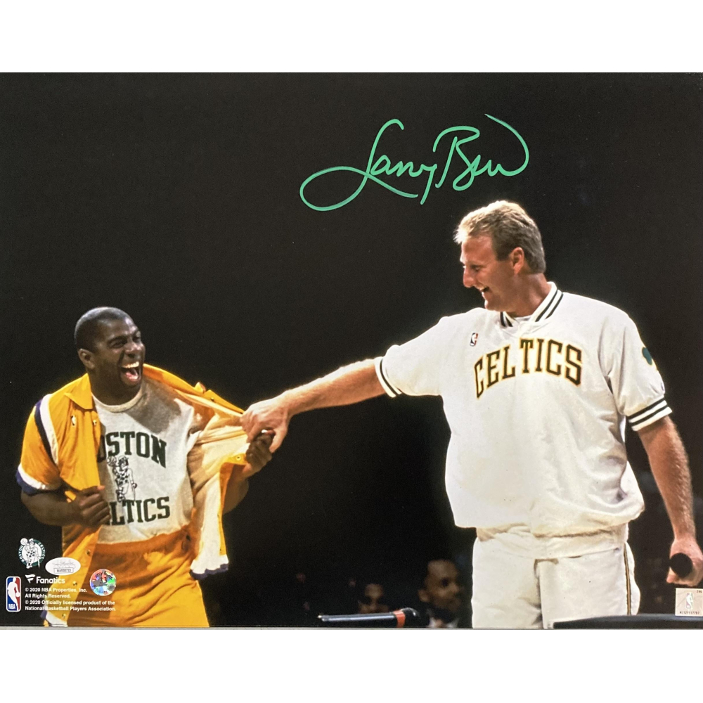 Larry Bird Signed Celtics 16x20 Photo with Magic Johnson (JSA & Bird) | Pristine Auction