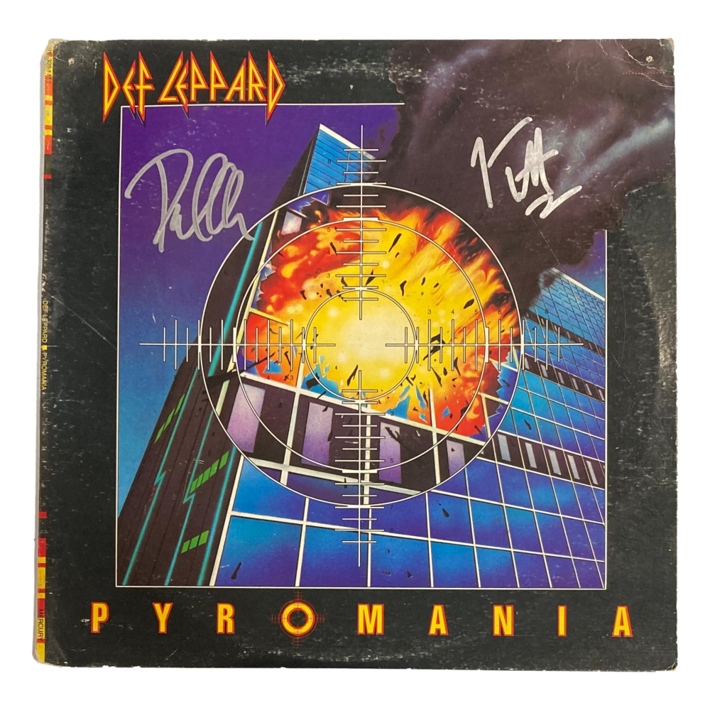 Joe Elliott & Phil Collen Signed Def Leppard "Pyromania" 1983 Vinyl Record Album (JSA ...