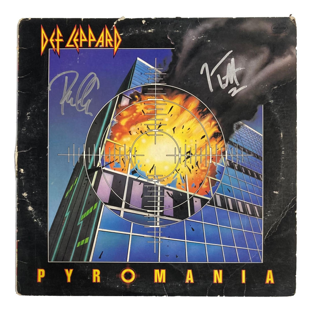 Joe Elliott & Phil Collen Signed Def Leppard "Pyromania" 1983 Vinyl Record Album (JSA ...
