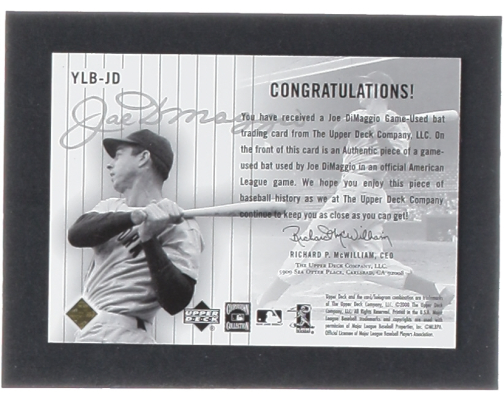 Joe DiMaggio 2000 Upper Deck Yankees Legends DiMaggio Memorabilia # ...