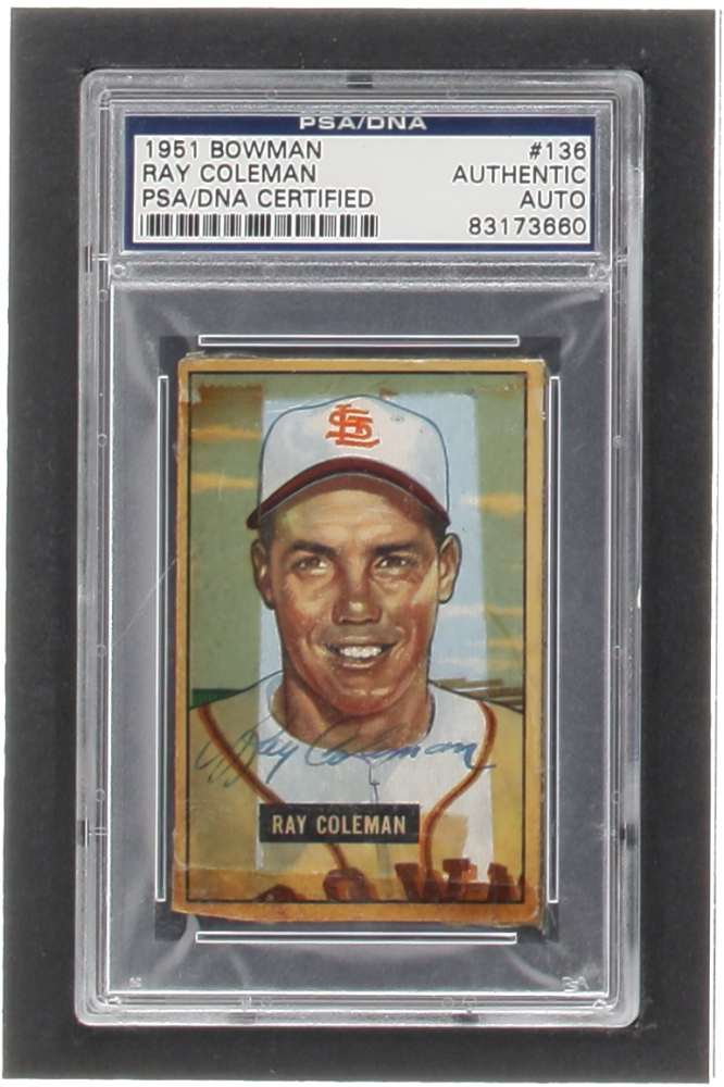 Ray Coleman Signed 1951 Bowman #136 (PSA) | Pristine Auction