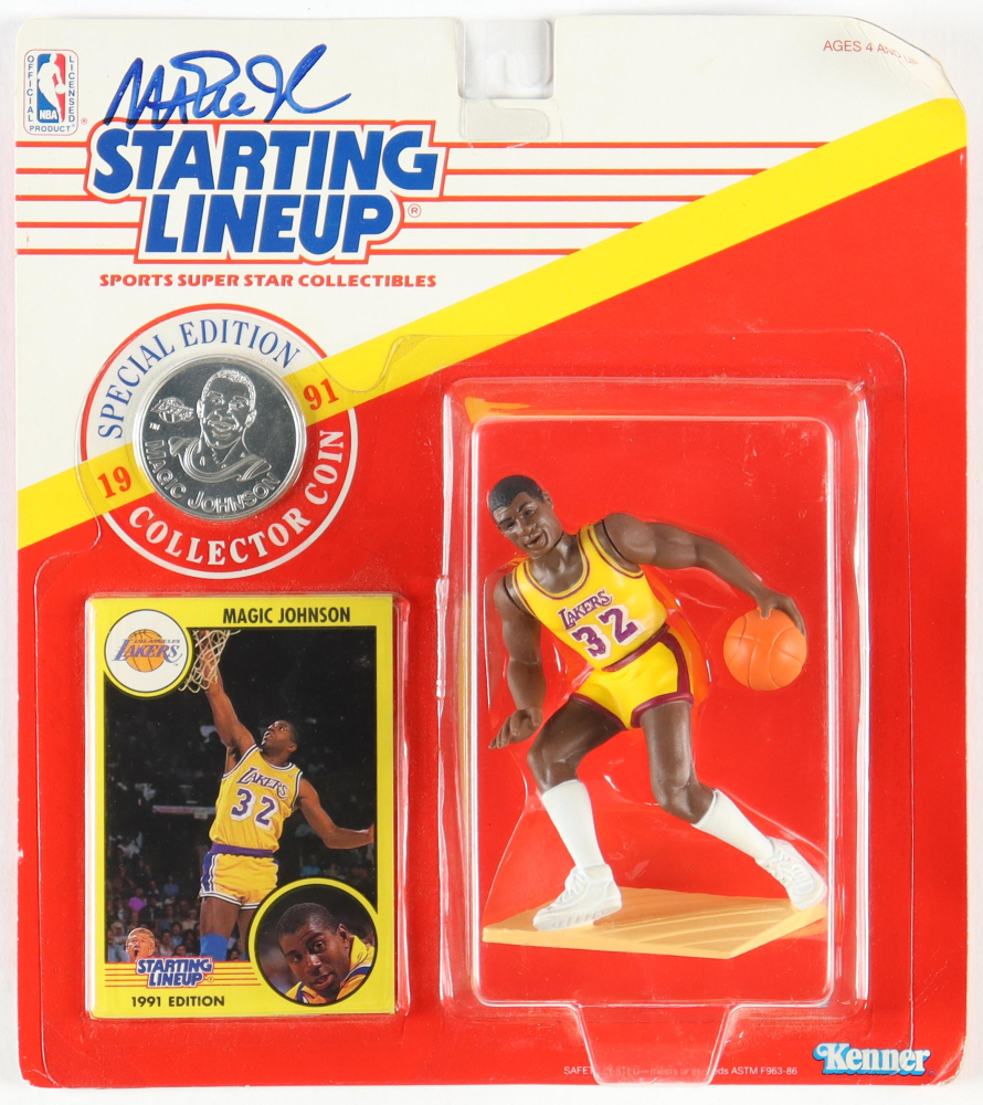Magic Johnson Signed Lakers 1991 Starting Lineup Action Figure With ...