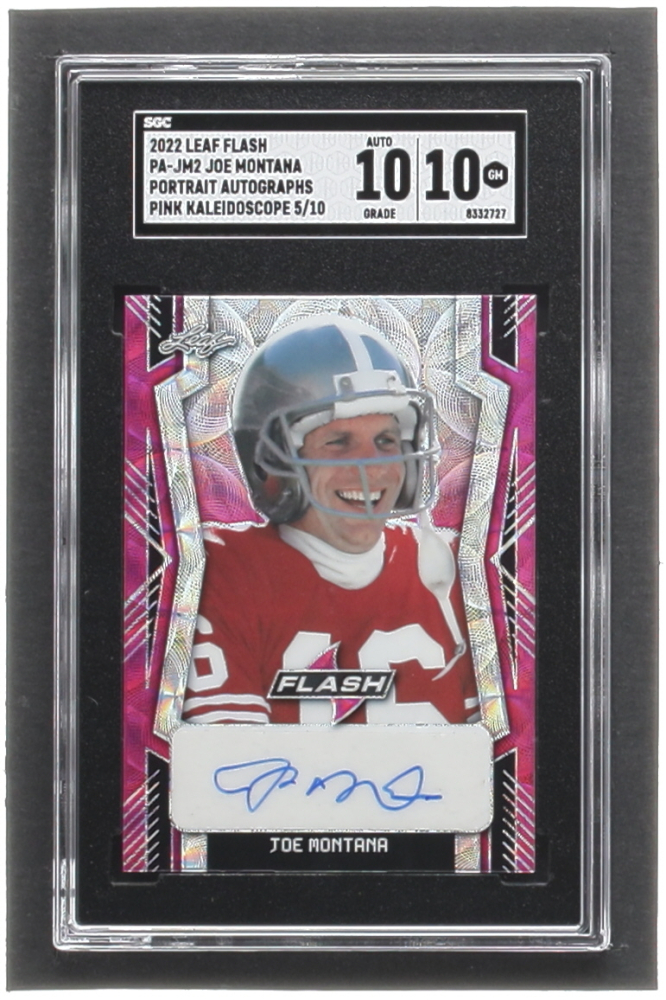 Joe Montana 2022 Leaf Flash Portrait Autographs Kaleidoscope Pink # ...
