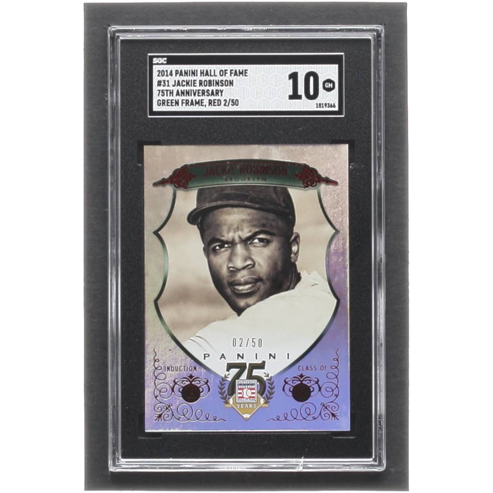 Jackie Robinson 2014 Panini Hall of Fame Green Frame Red #31 #2/50 (SGC ...