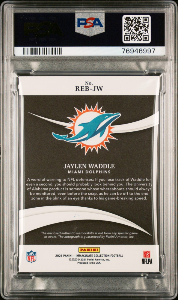 Jaylen Waddle Signed 2021 Panini Immaculate Rookie Eye Black Jersey ...