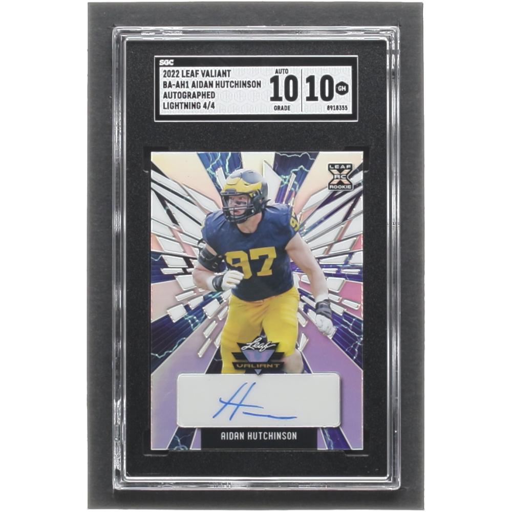 Aidan Hutchinson 2022 Leaf Flash Autographs Lightning #BAAH1 RC #4/4 ...