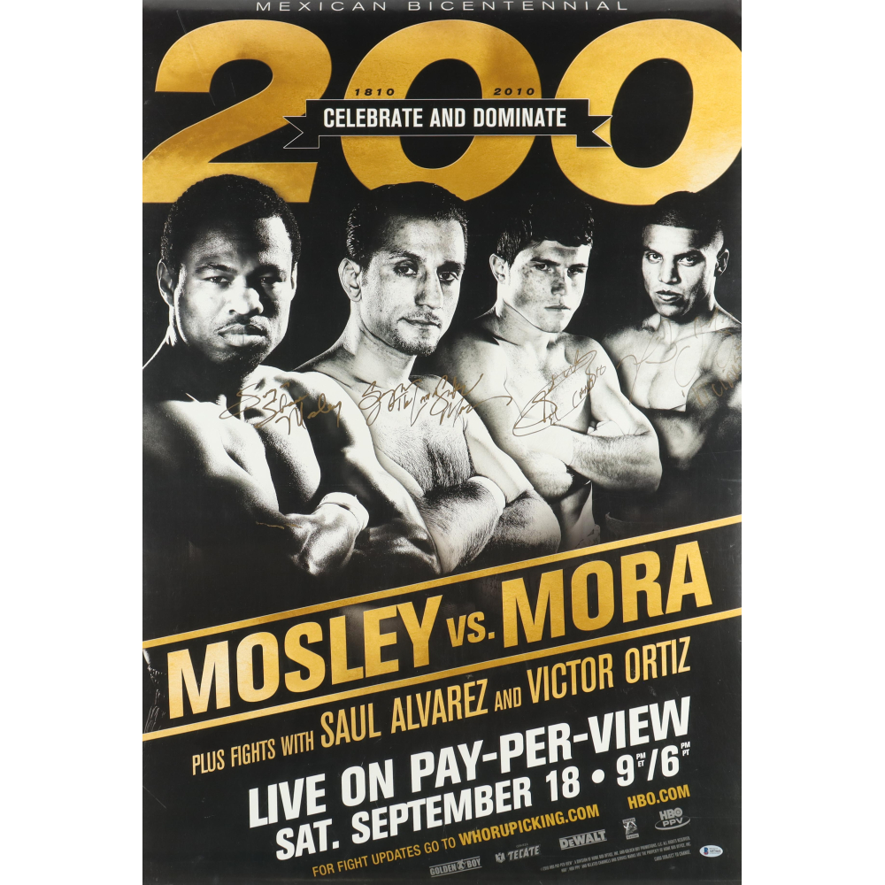 Sugar Shane Mosley, Saul Alvarez, Victor Ortiz & Sergio Mora Signed 27x40 Mosley VS Mora ...