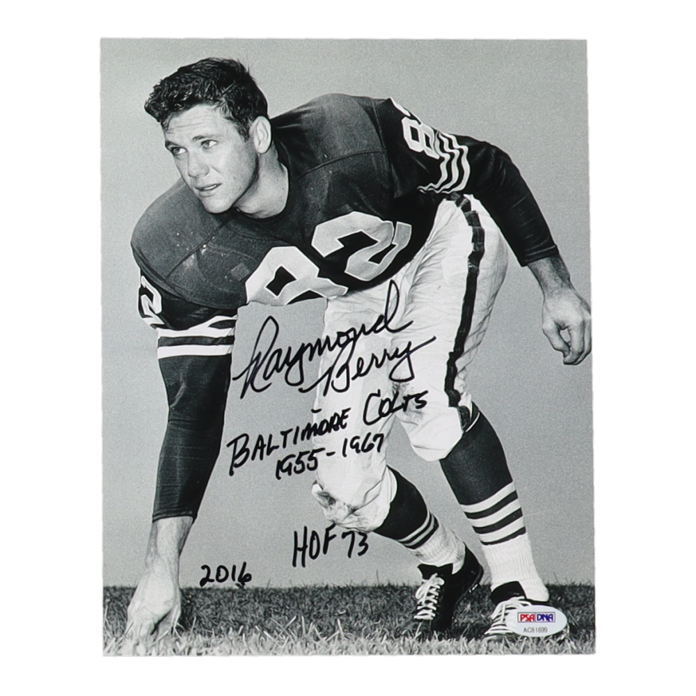 Raymond Berry Signed Colts 8x10 Photo with (3) Inscriptions (PSA ...