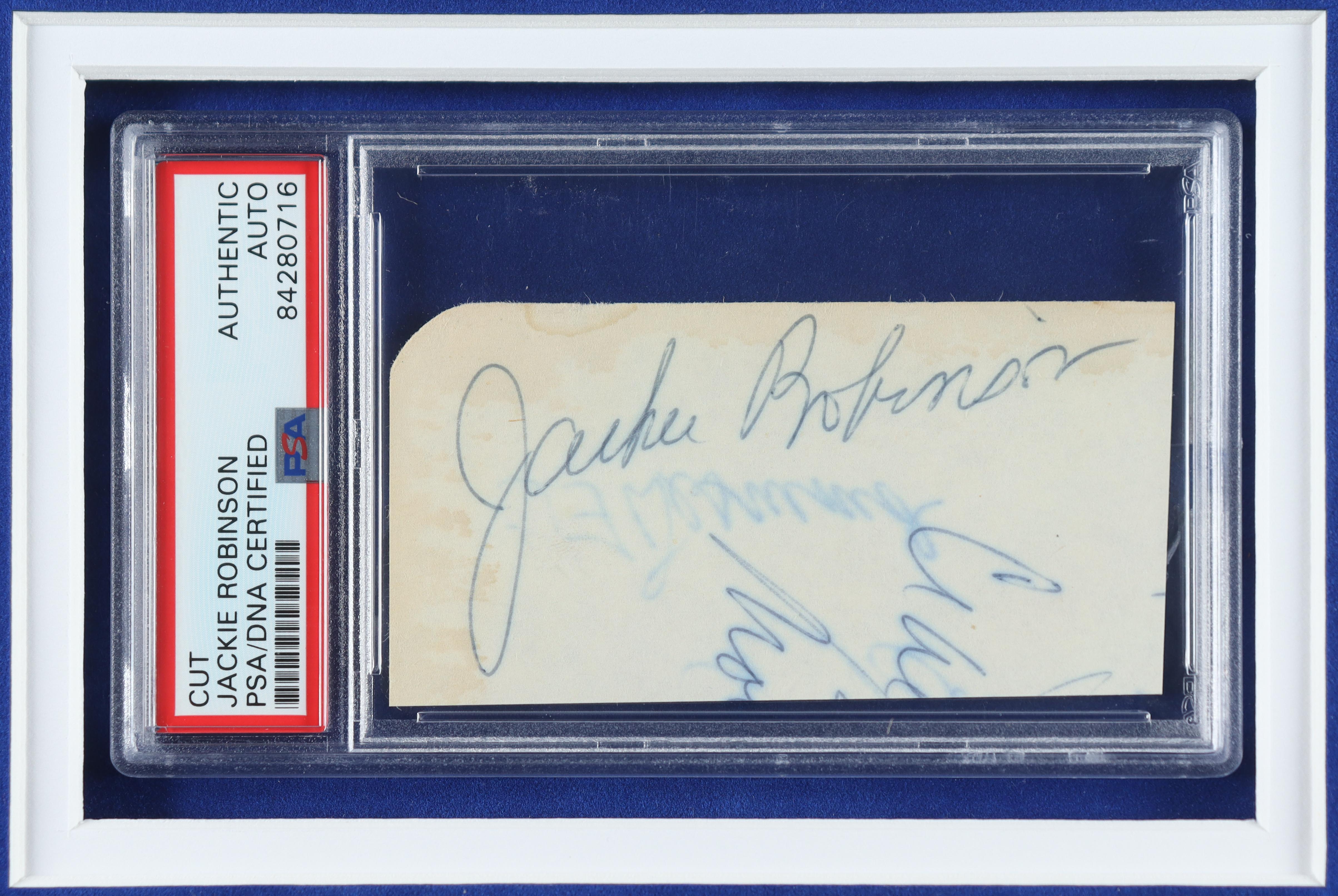 Jackie Robinson Signed Dodgers Custom Framed Cut Display with (4 ...