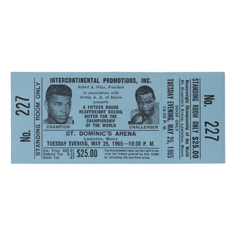 1965 Muhammad Ali & Sonny Liston Fight Ticket | Pristine Auction